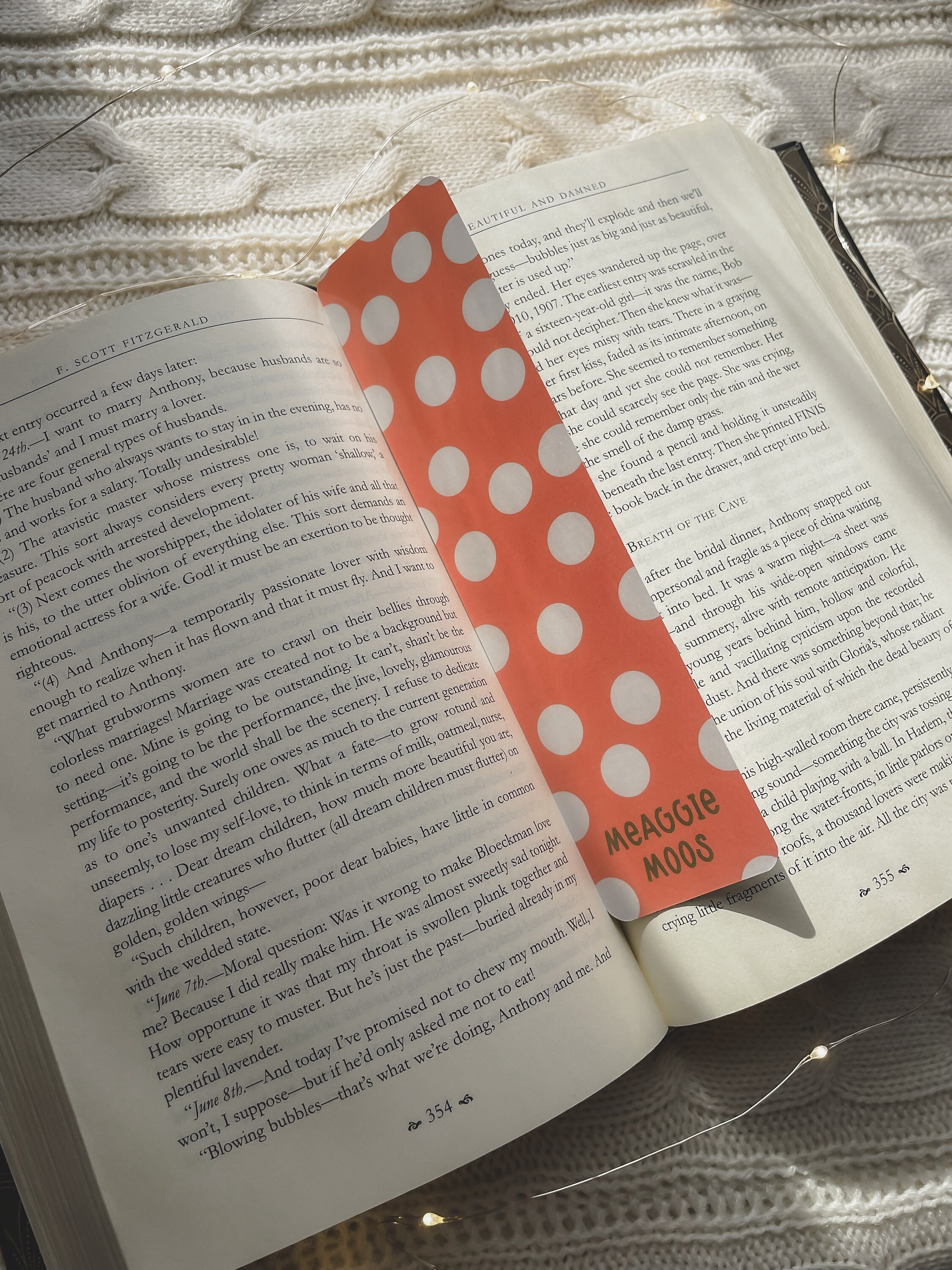 Peach and Polka Dot Bookmark Bookish Aesthetic Book Worm - Etsy