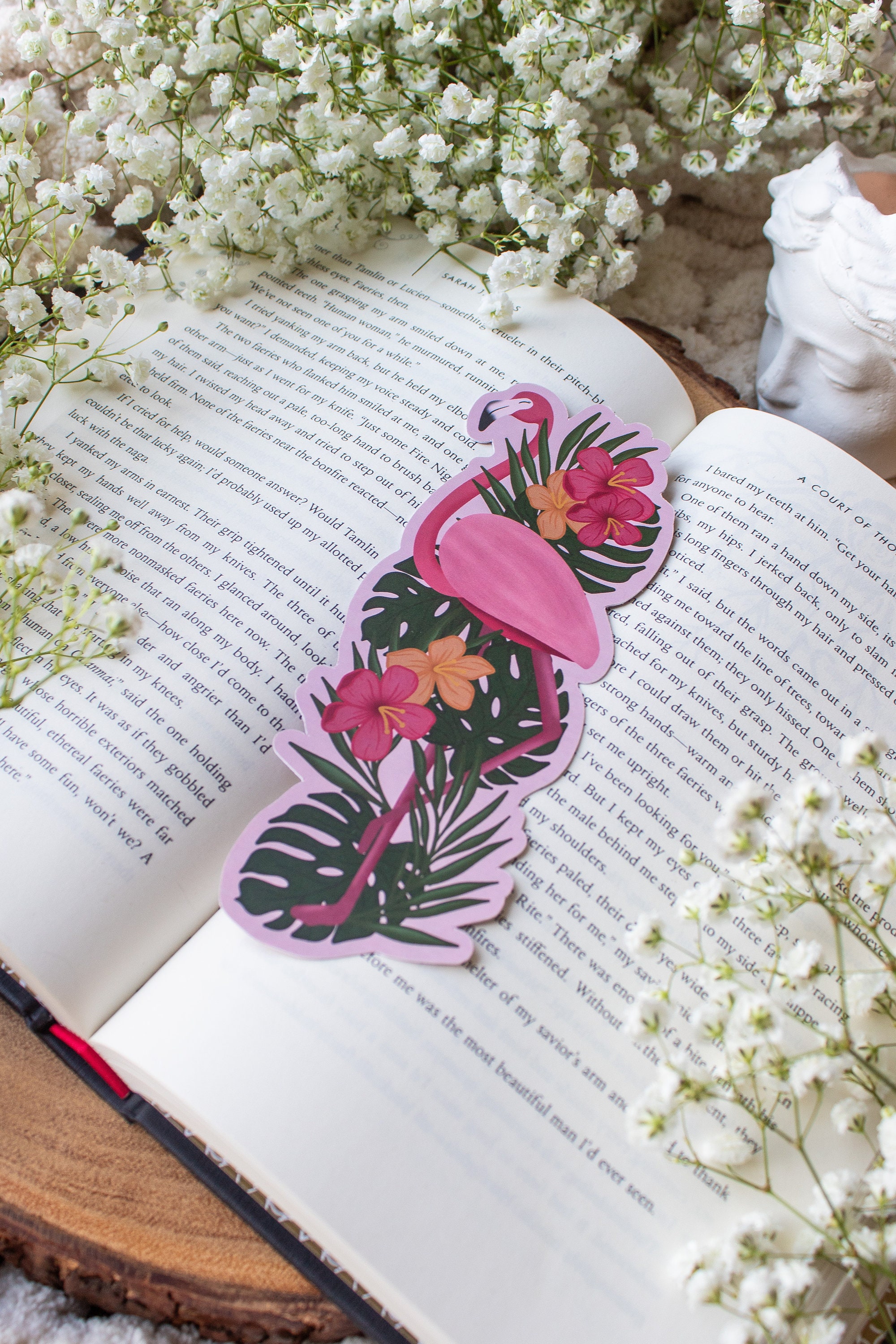 Tropical Flamingo Bookmark: Pink Floral Reader Gift - Etsy