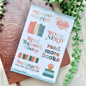 Book Nerd Sticker Sheet Bookish Waterproof Stickers Book Worm Gifts ...