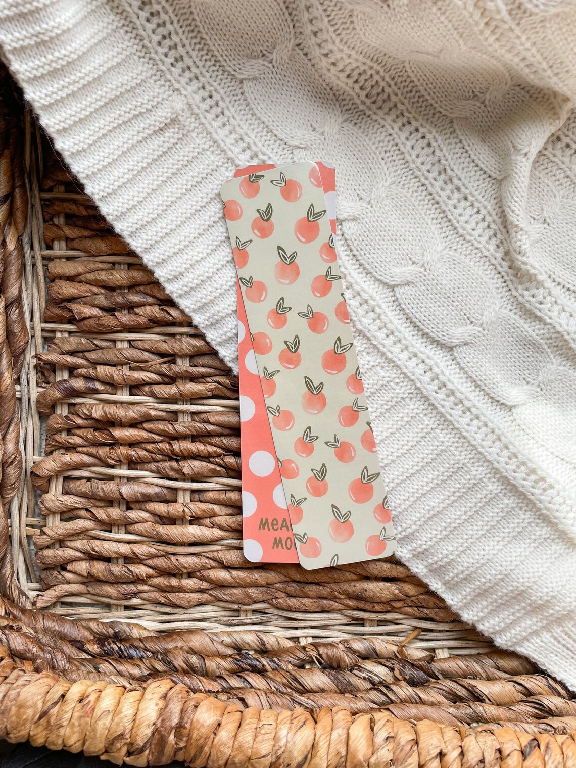 Peach and Polka Dot Bookmark Bookish Aesthetic Book Worm - Etsy