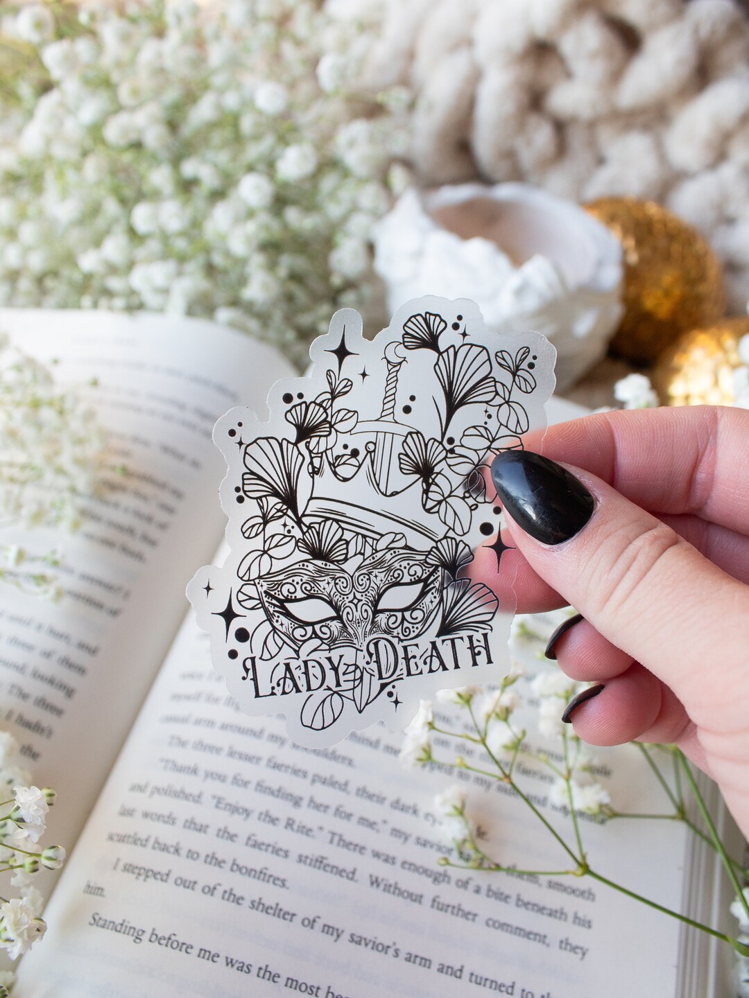 ACOTAR Lady Death Sticker | Nesta Archeron | Black | A Court of Thornes ...