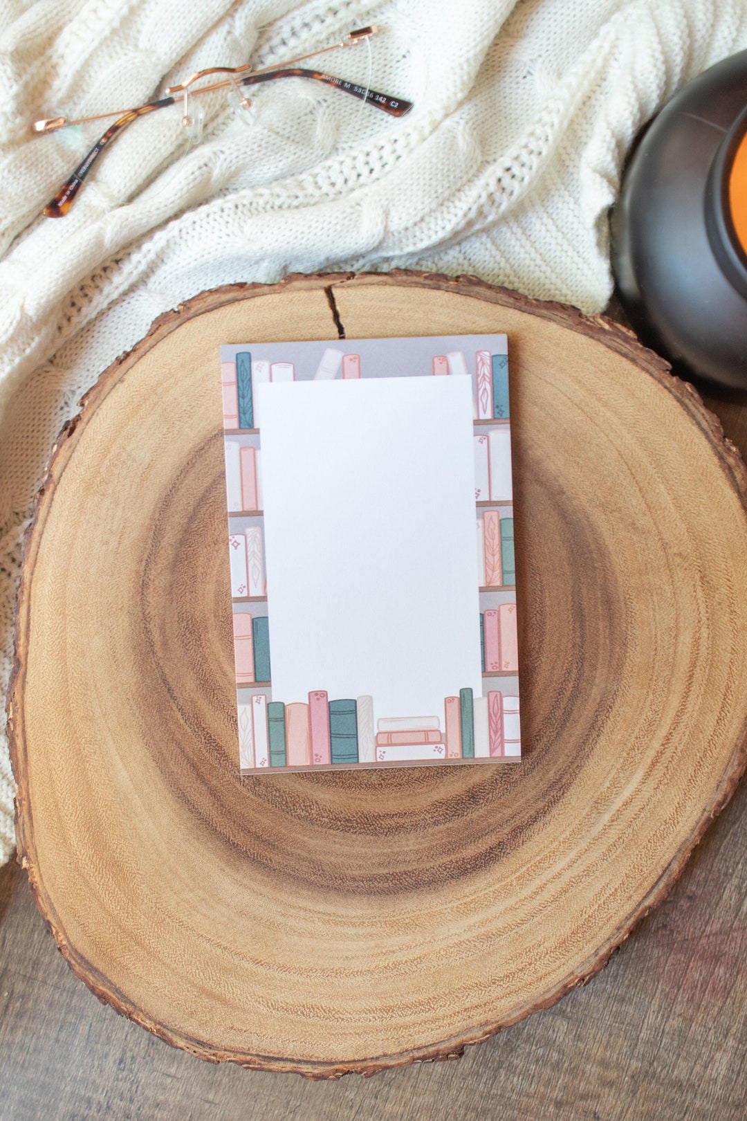 Cozy Hygge Bookshelf Notepad 4x6 Book Notes Bullet Journal Pages ...