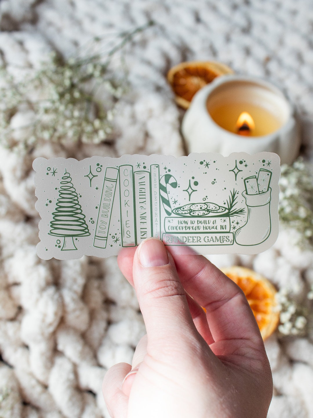 Magic Christmas Books Bookshelf Sticker | Holiday Books Sticker ...