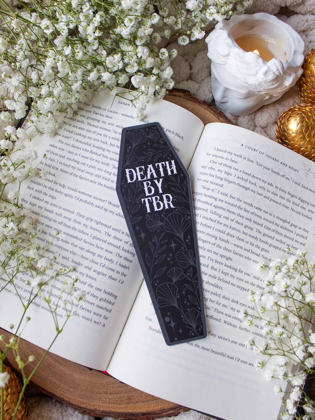 Death by TBR Coffin Bookmark | Spooky Fantasy Bookish Gifts | Reader ...