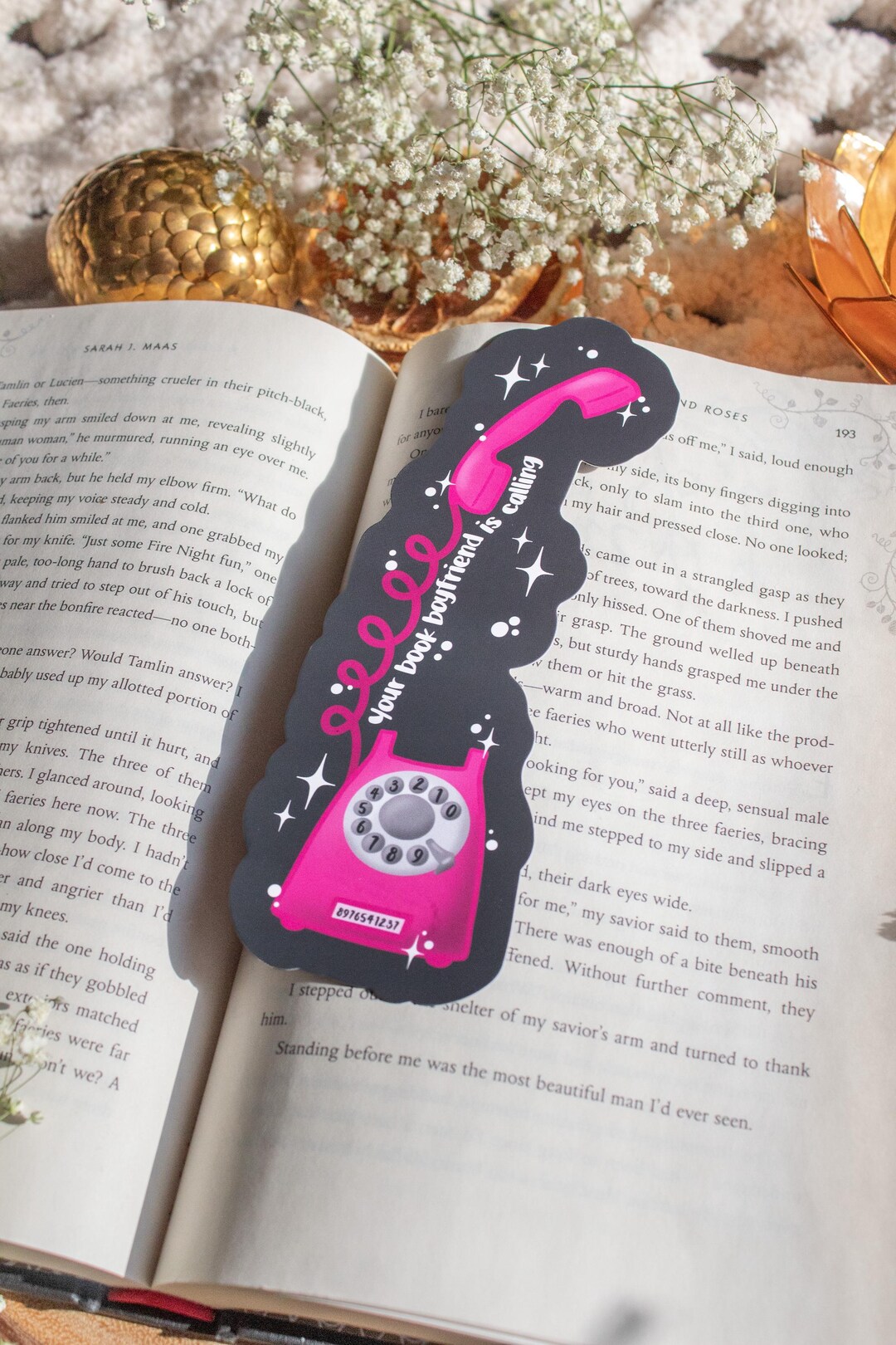 Your Book Boyfriend is Calling Retro Phone Die-cut Bookmark for Booktok ...