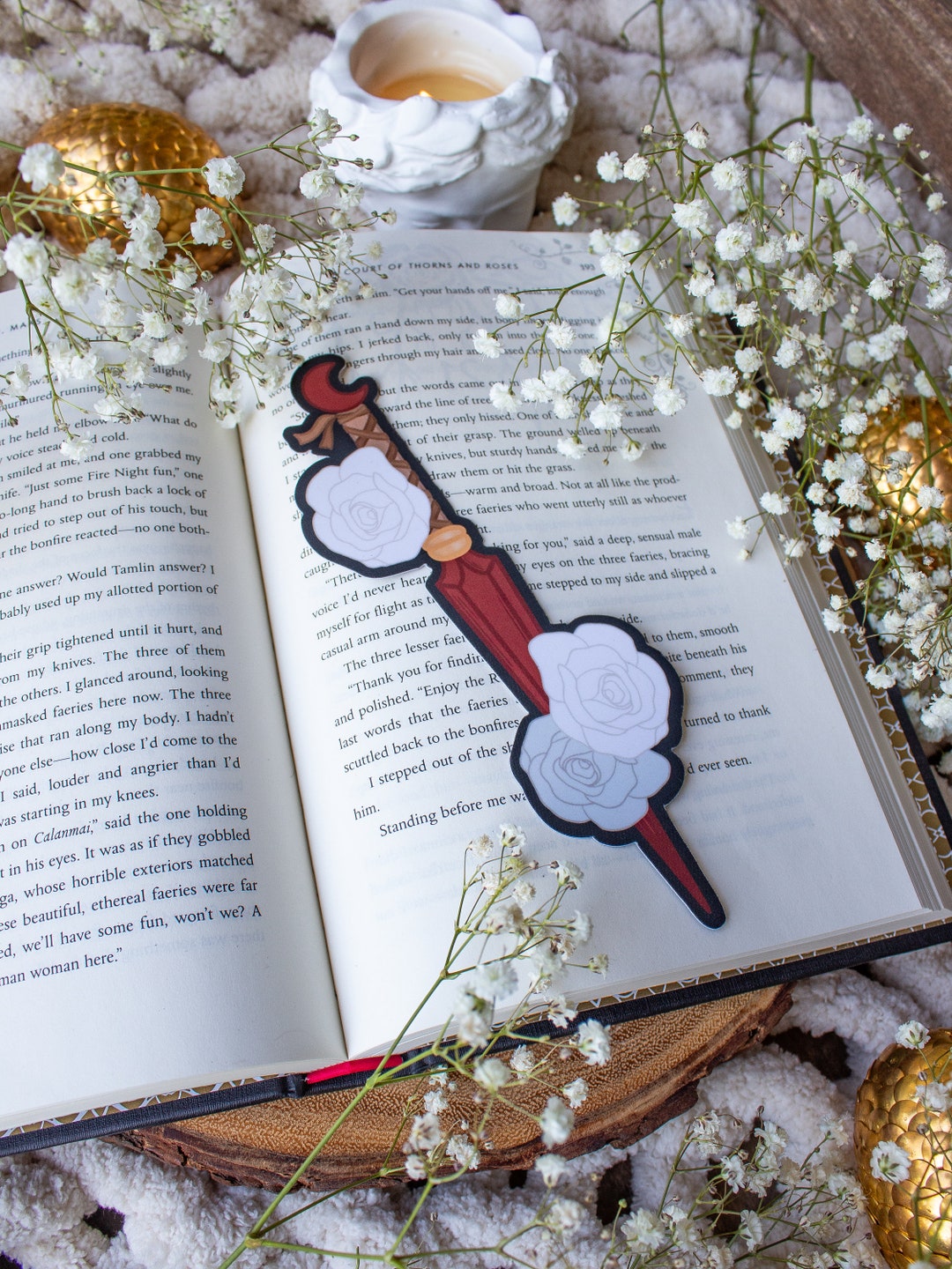 Red Floral Dagger Bookmark | Fantasy Bookish Gifts | Reader Aesthetic ...