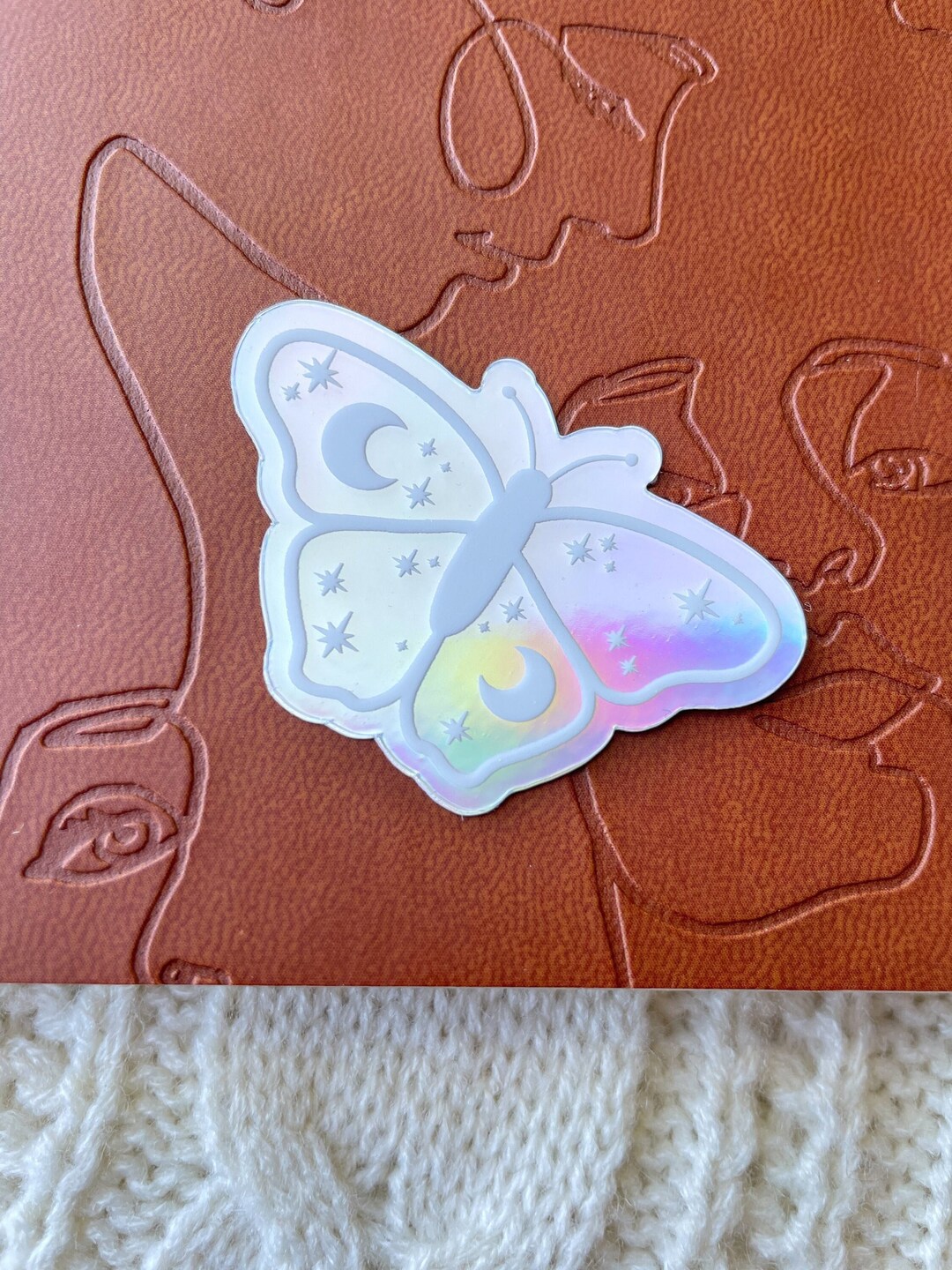 Holographic Moon and Starlight Butterfly Sticker | Magic Fantasy ...