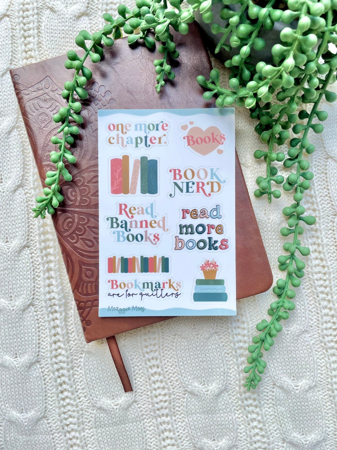 Book Nerd Sticker Sheet Bookish Waterproof Stickers Book - Etsy
