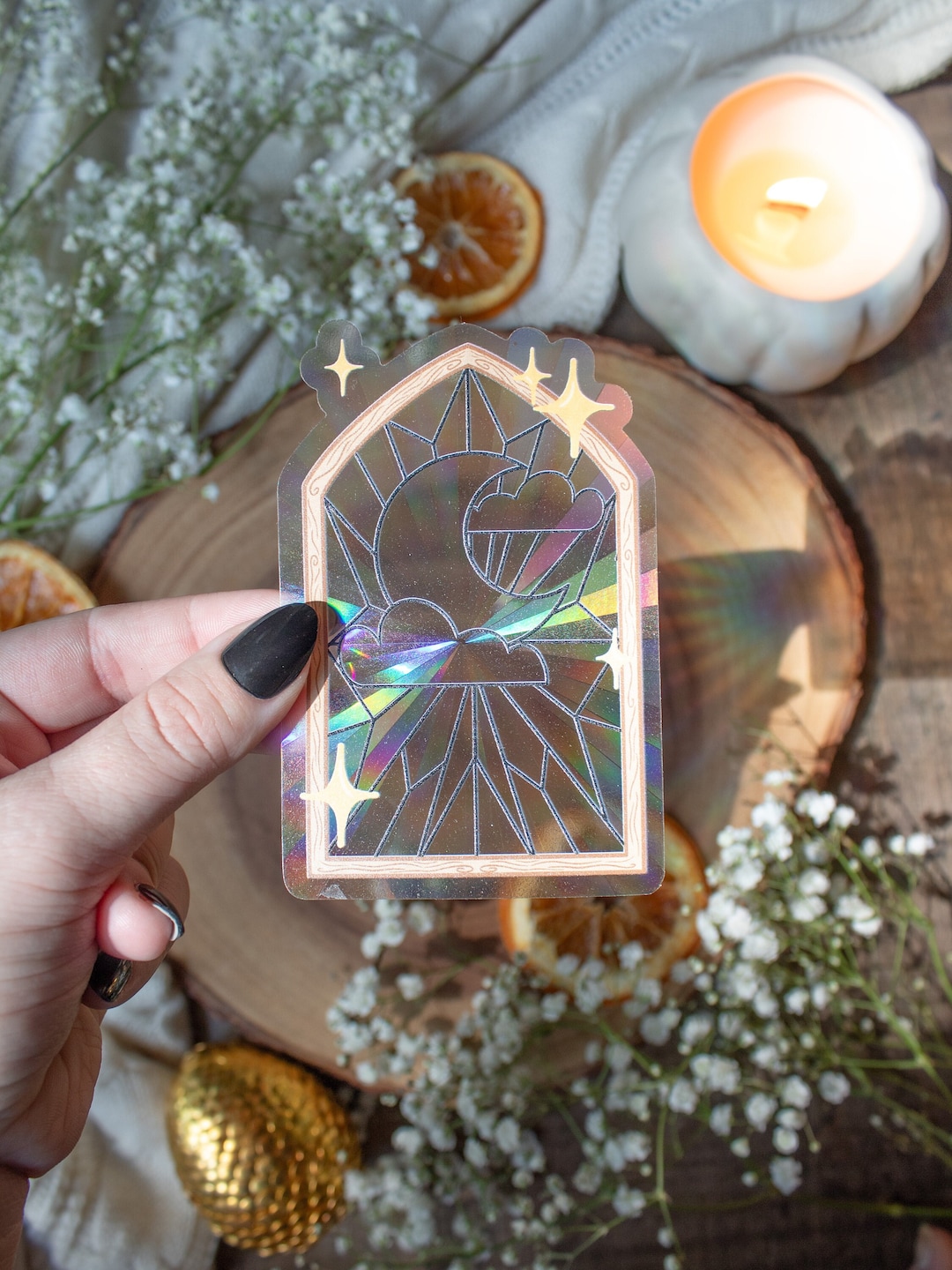 Stain Glass Window Inspired Suncatcher Window Sticker | Fantasy Rainbow ...