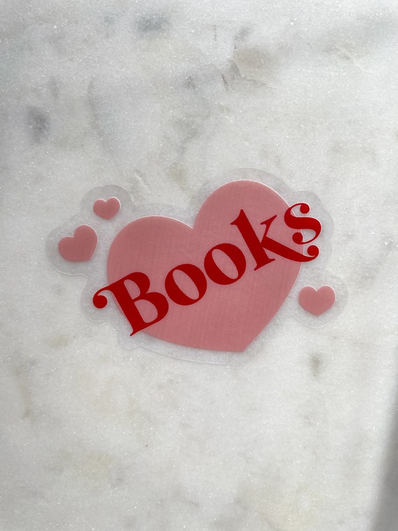 Books Heart Waterproof Sticker Reader Sticker Bookish Laptop - Etsy