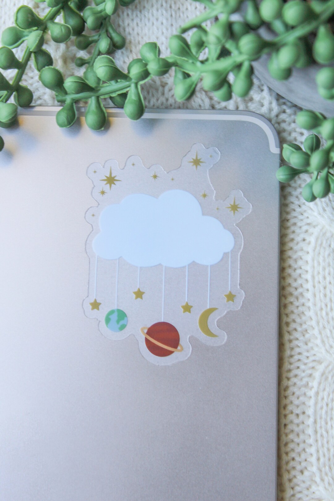 Celestial Cloud Waterproof Sticker Galaxy Planets Laptop and Water ...