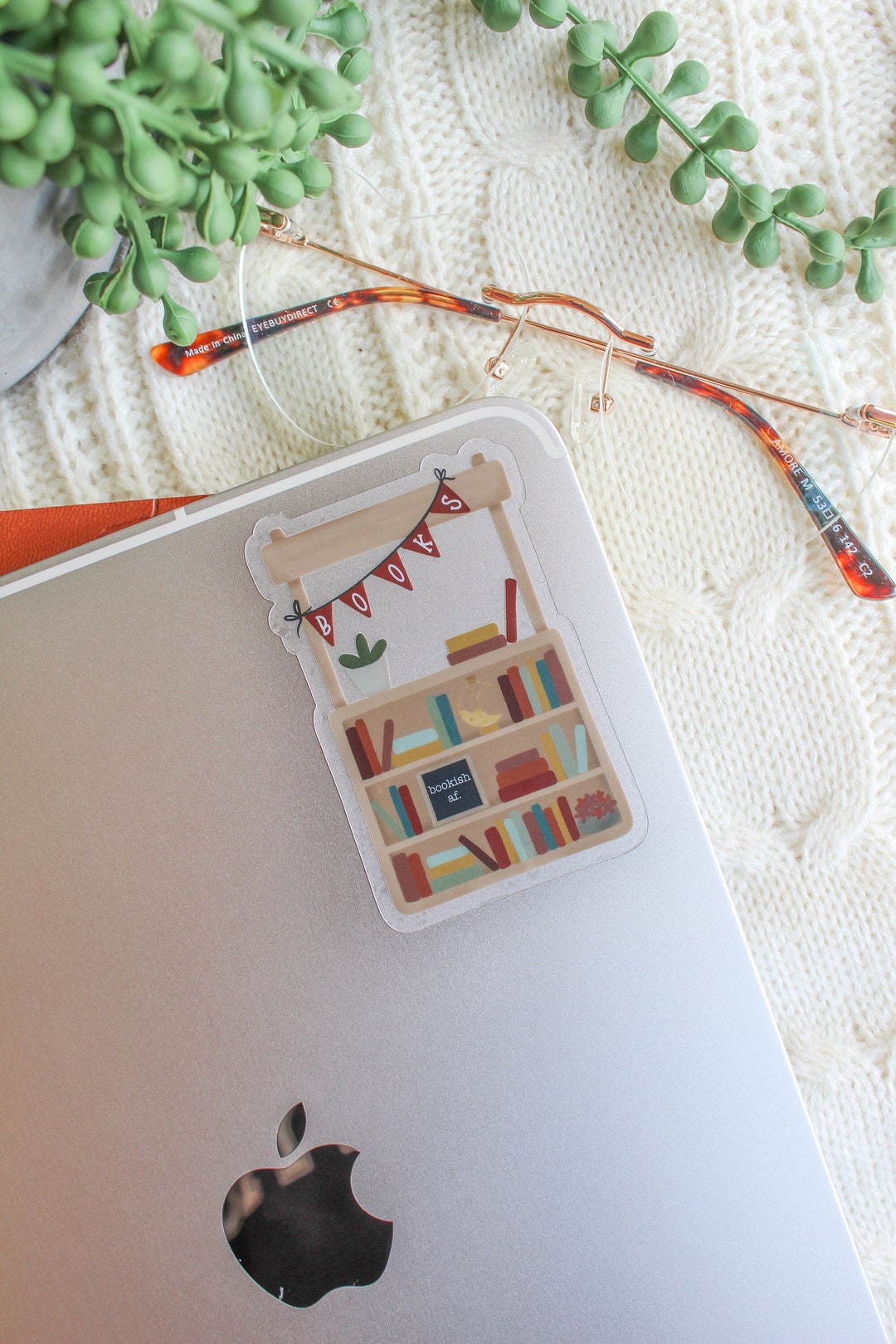 Book Stand Waterproof Sticker | Bookish Laptop and Water Bottle Sticker ...