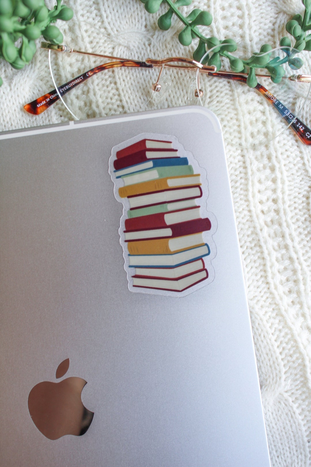 Book Stack Sticker | Bookish Laptop and Water Bottle Sticker ...