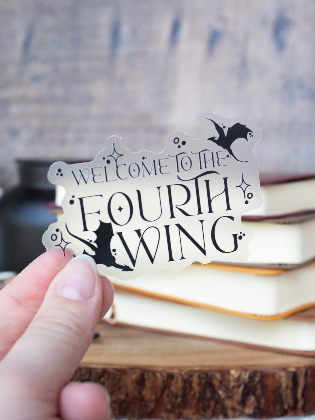 Fourth Wing Sticker | Clear Black | Officially Licensed | Bookish ...