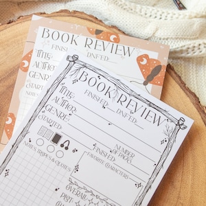 Book Review Notepad | 5"x8" | Black and White Reading Notepad | Bullet ...