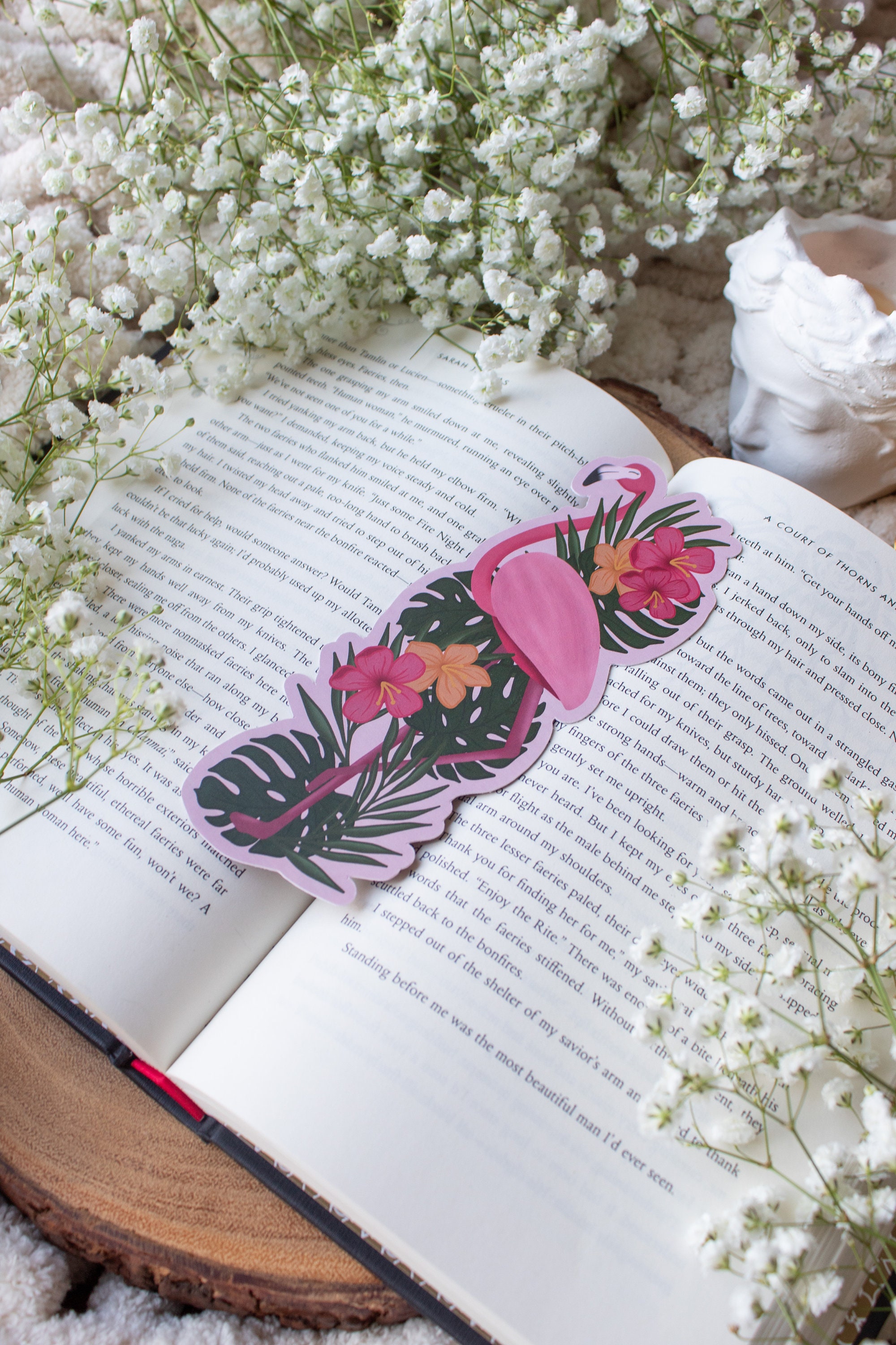 Tropical Flamingo Bookmark: Pink Floral Reader Gift - Etsy