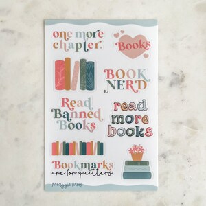 Book Nerd Sticker Sheet Bookish Waterproof Stickers Book Worm Gifts ...