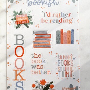 Bookish Sticker Sheet | Book Waterproof Stickers | Book Worm Gifts ...