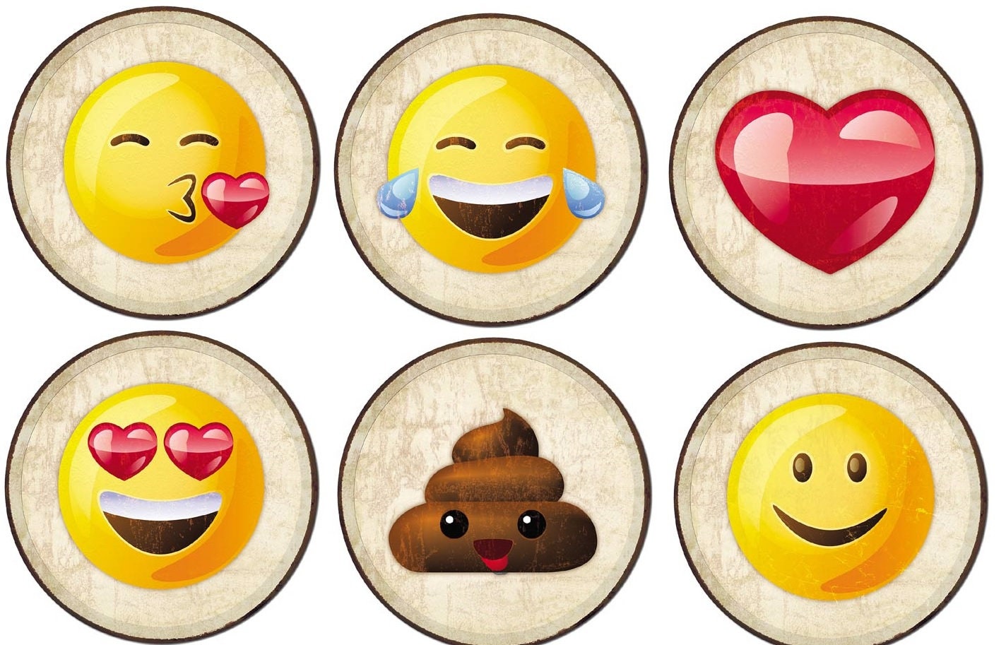 Tin Sign Emoji 6 Sign Combo 11.75 dia. Man | Etsy