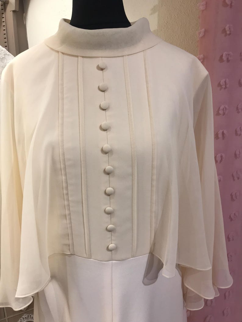 1960s Vintage Wedding Dress, Peggy French Couture, Cream Chiffon Cape ...