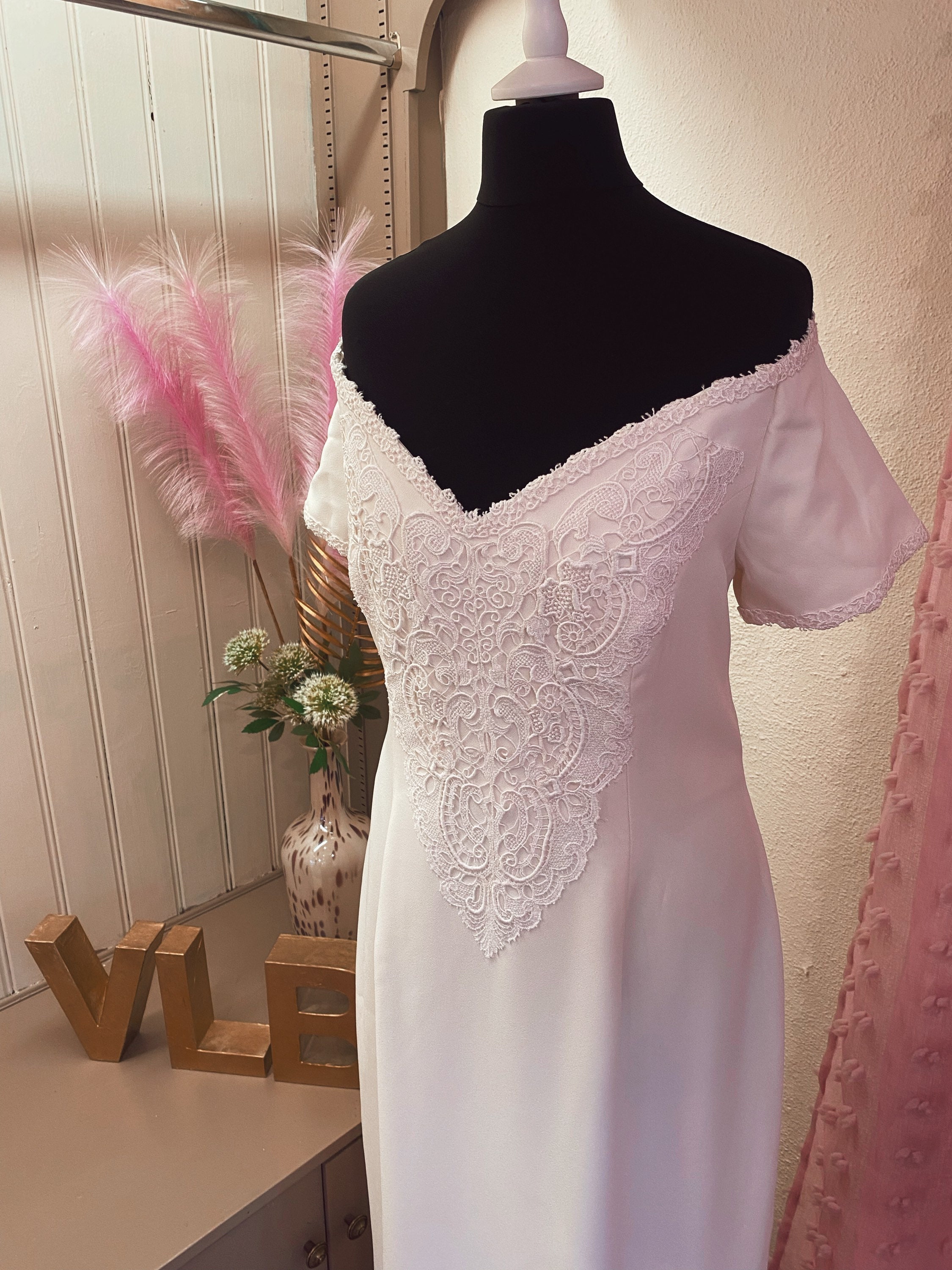 Off the Shoulder Wedding Dress Vintage Wedding Dress Ivory - Etsy