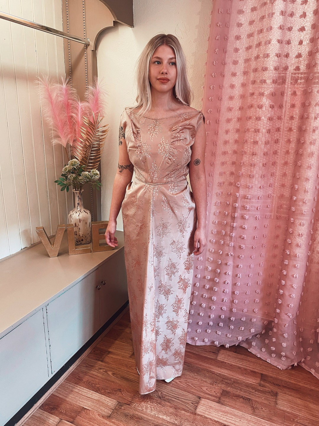 Vintage Dusky Rose Pink Bridesmaid Dress, Handmade, Prom Dress, Silk ...