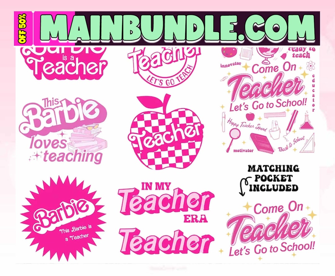 Bundle Teacher PNG Pink Teacher PNG Back to School PNG - Etsy