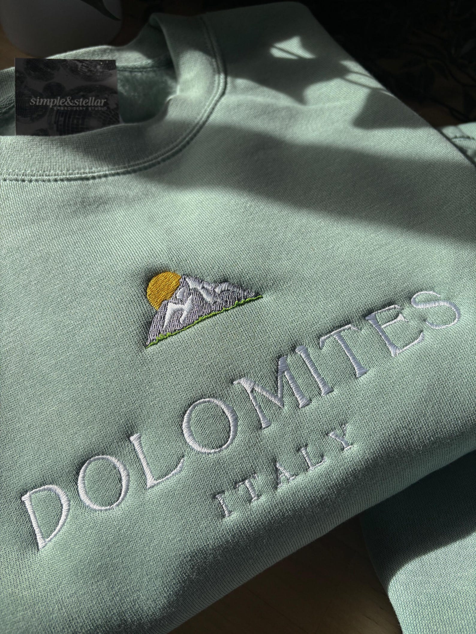 Dolomites Embroidered Crewneck: Neutral Earthy Tones Italian Alps ...