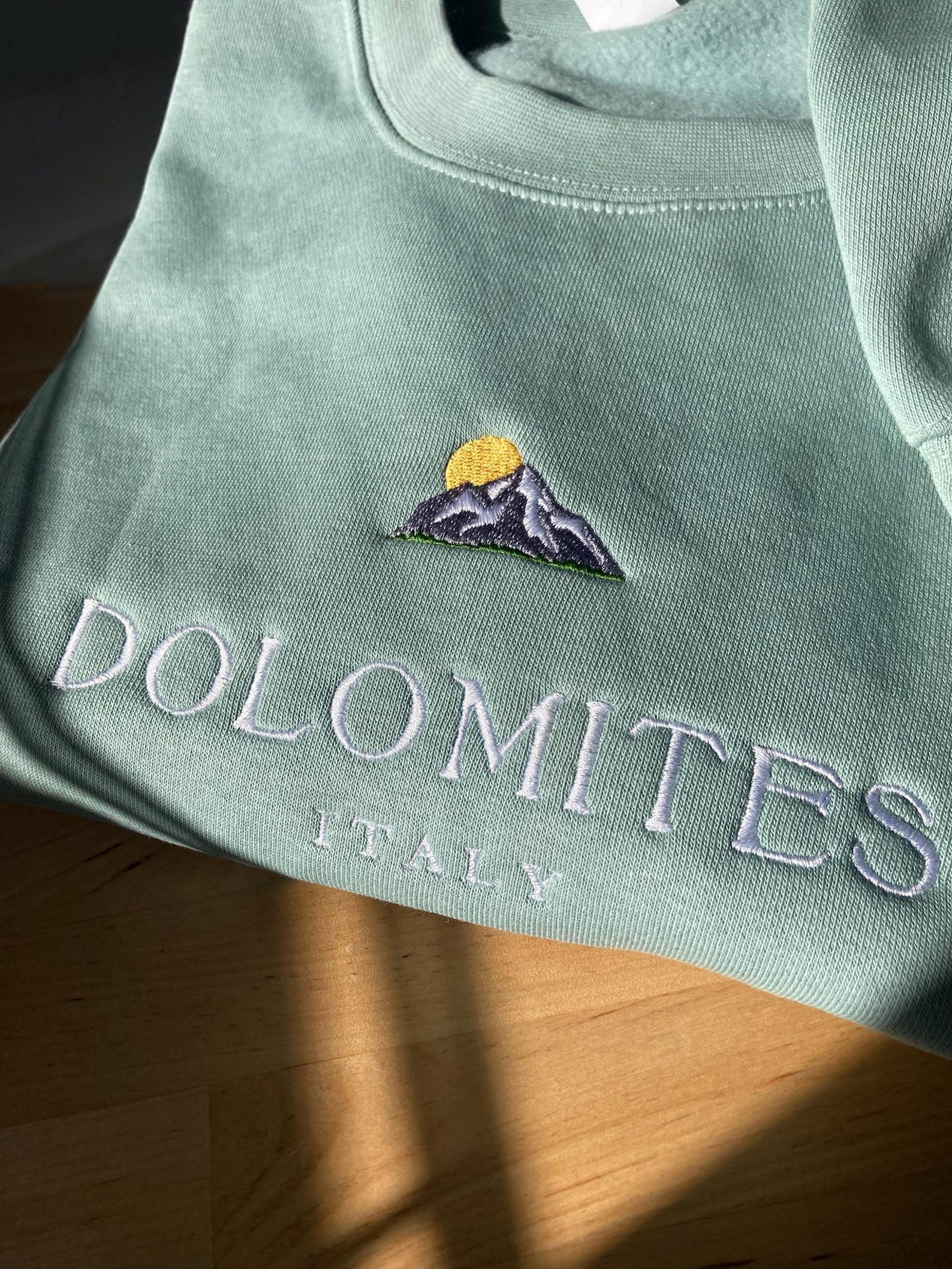 Dolomites Embroidered Crewneck: Neutral Earthy Tones Italian Alps ...
