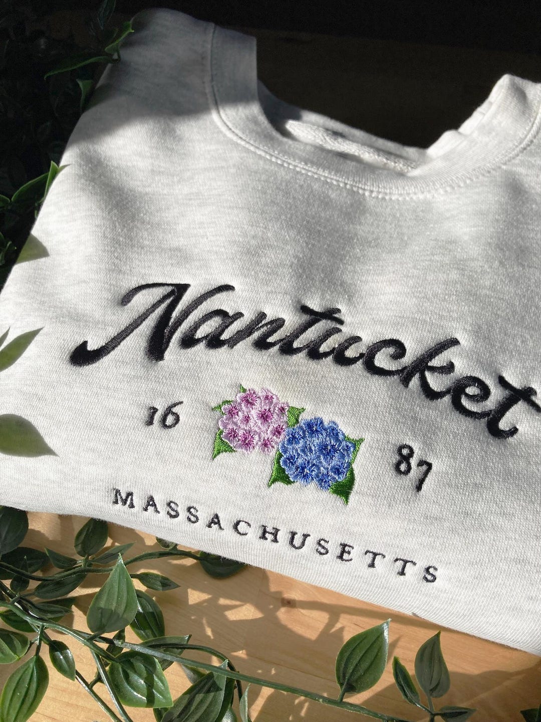 Nantucket Embroidered Sweatshirt, Massachusetts Sweatshirt, New England ...