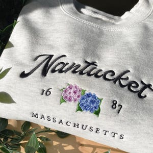 Nantucket Embroidered Sweatshirt, Massachusetts Sweatshirt, New England ...