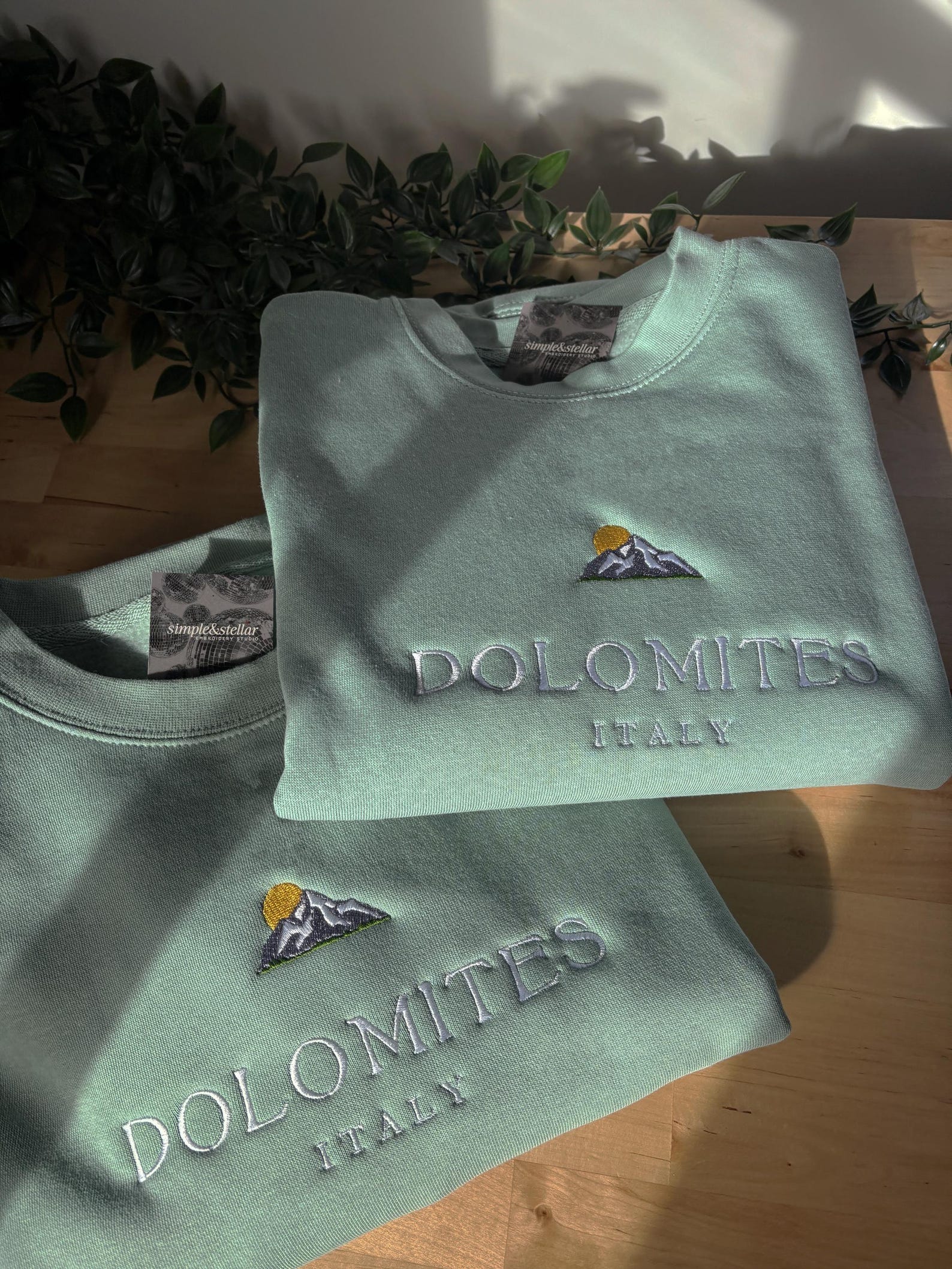 Dolomites Embroidered Crewneck: Neutral Earthy Tones Italian Alps ...