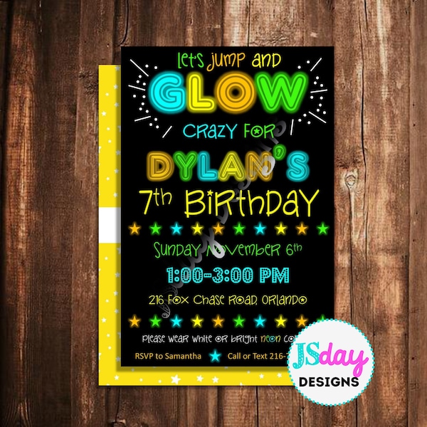 Glow Stick Party Invitation - Etsy