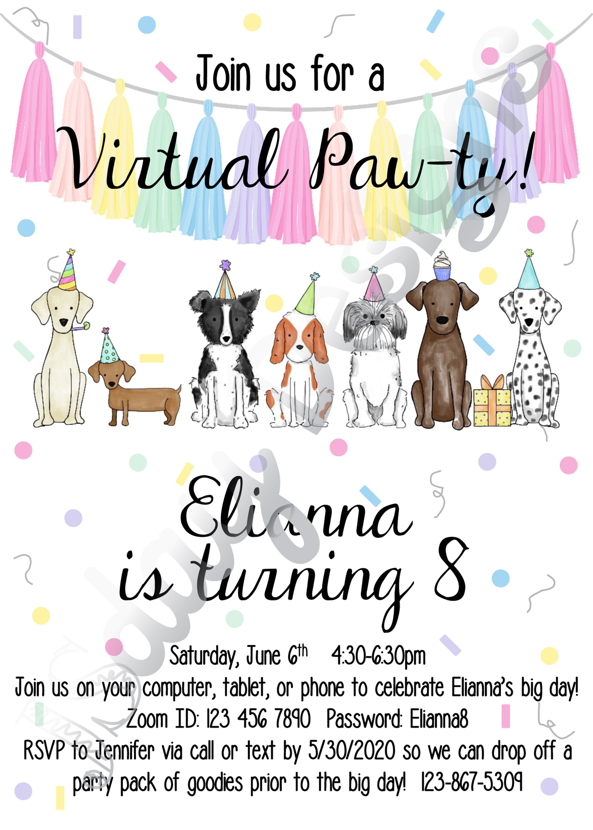 Dog Pawty Virtual Birthday Invitation Quarantine Birthday | Etsy