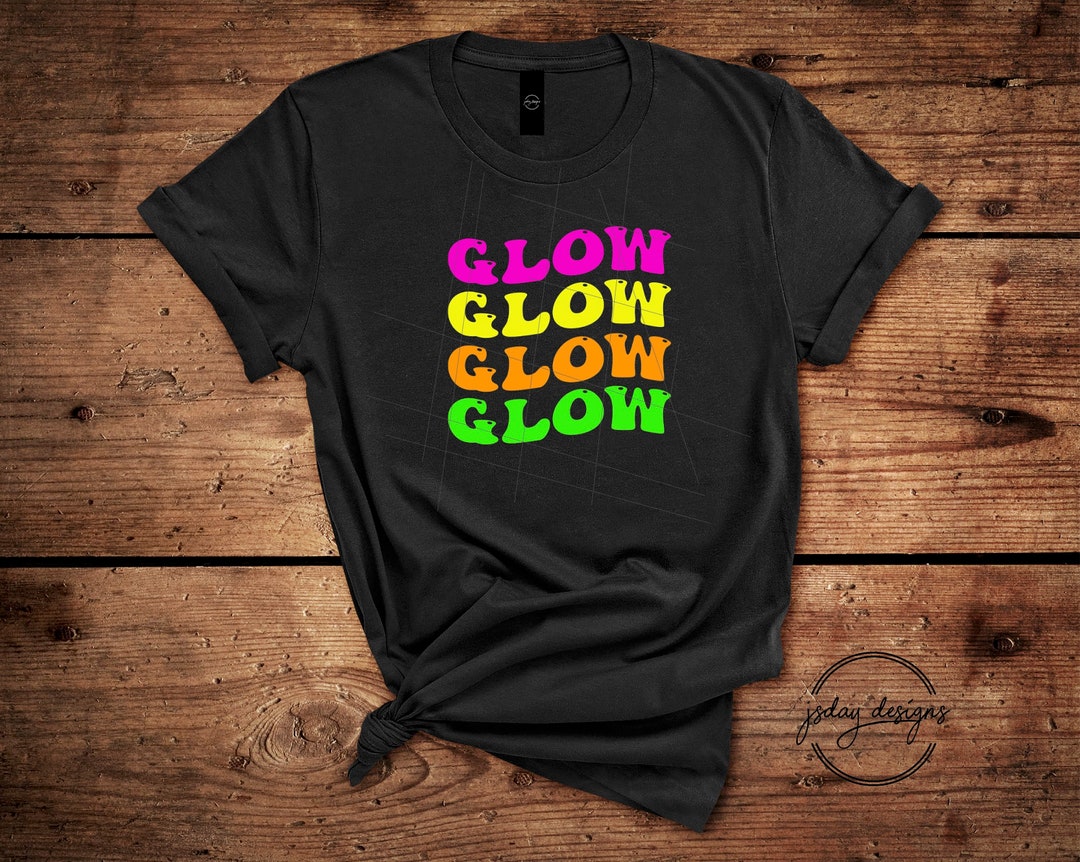 GLOW NEON Groovy Retro Glow Repeat Crew T-shrit Black Light Glow Party ...