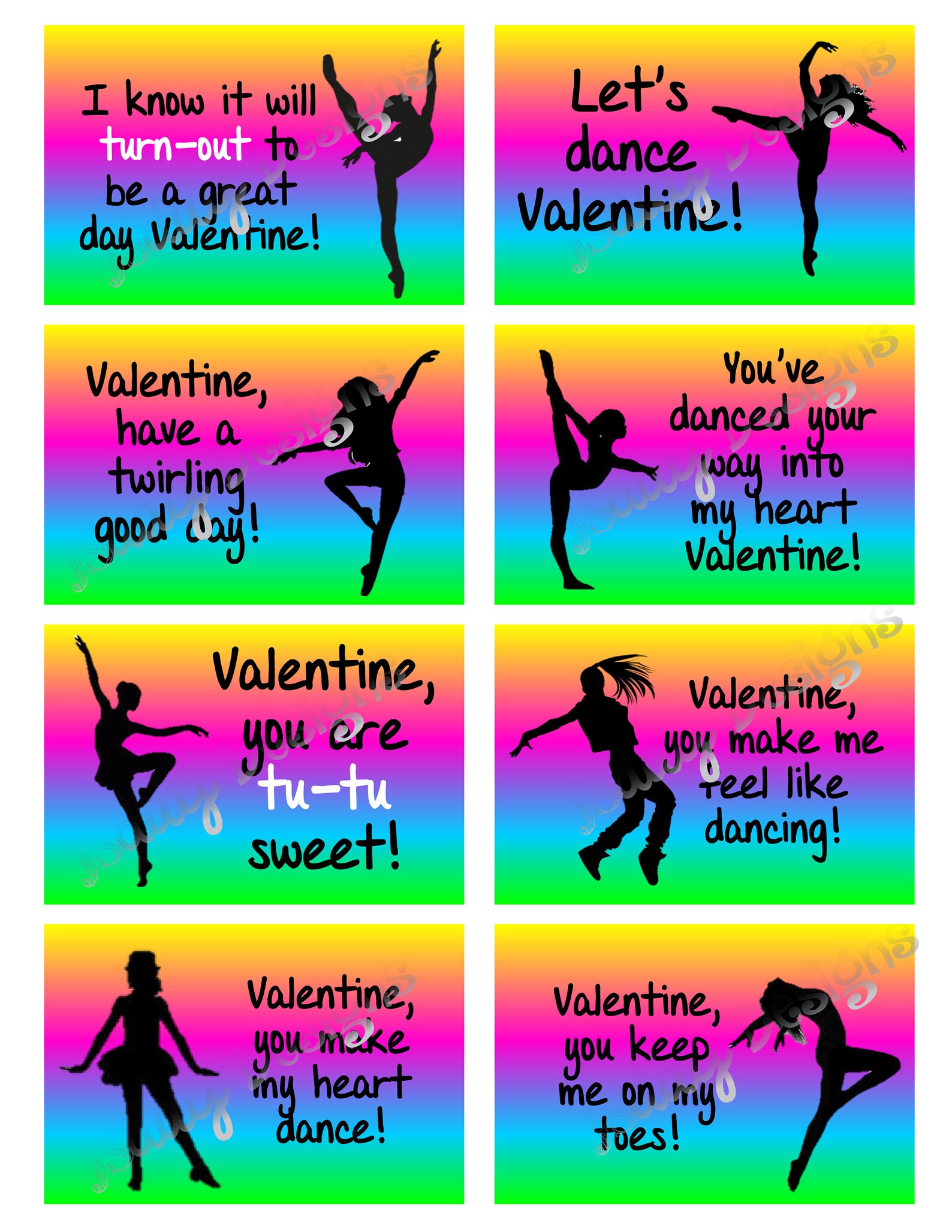 Dance Valentine Cards for Kids Valentine's Day | Etsy
