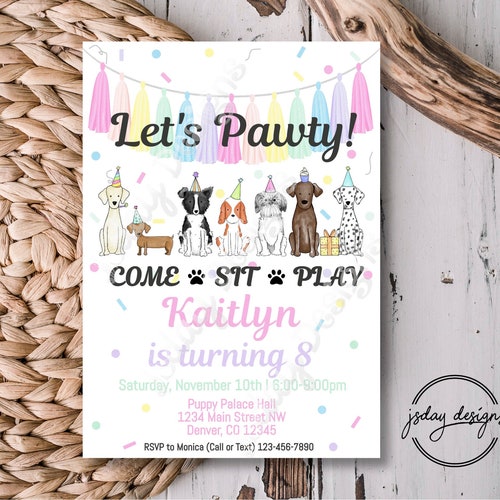 Printable Puppy Dog Theme Birthday Party Editable Blue - Etsy