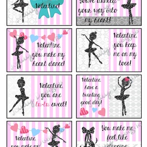 Ballet Dance Valentine Cards for Kids Valentine's Day Valentines Class ...