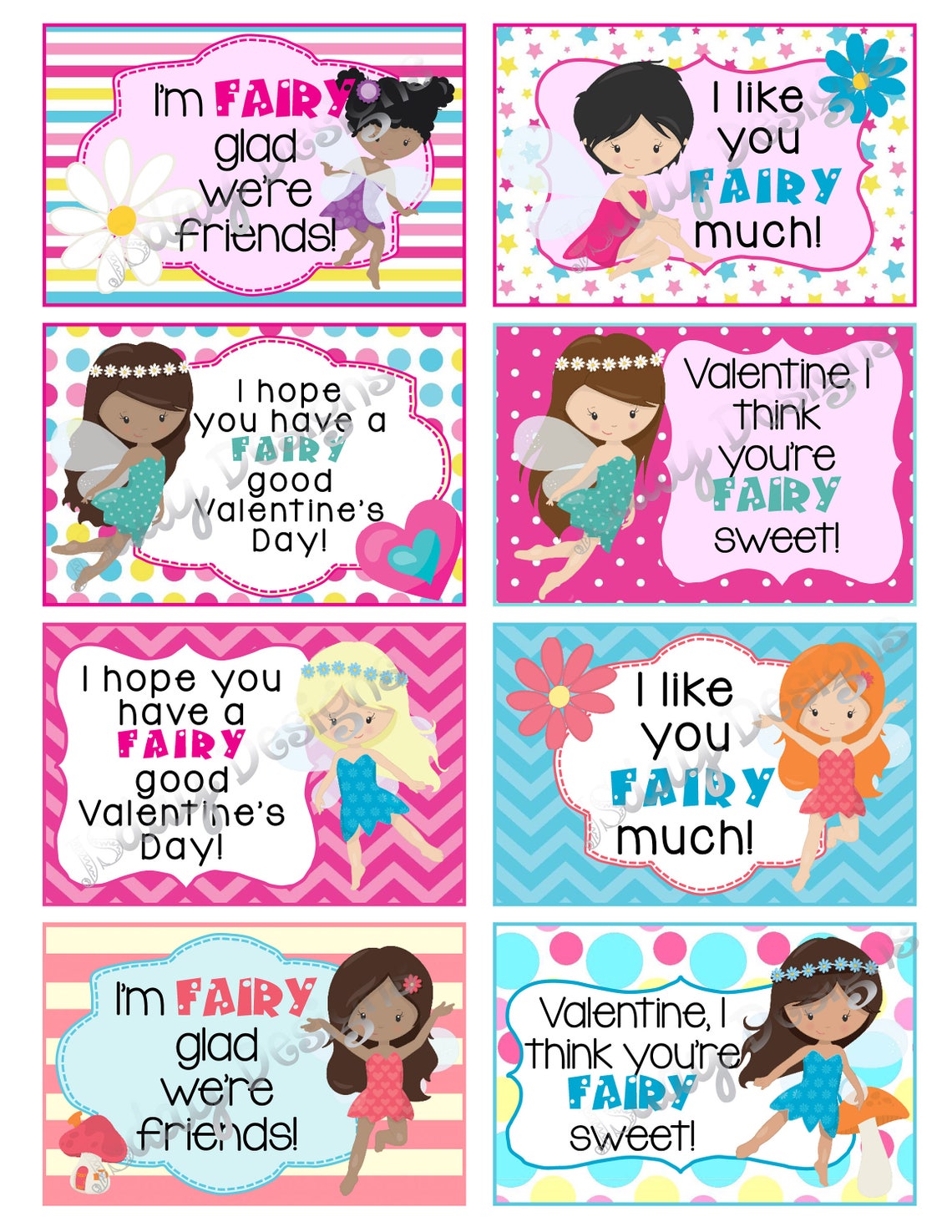Fairy Kids Valentine Card Fairies Valentine's Day - Etsy