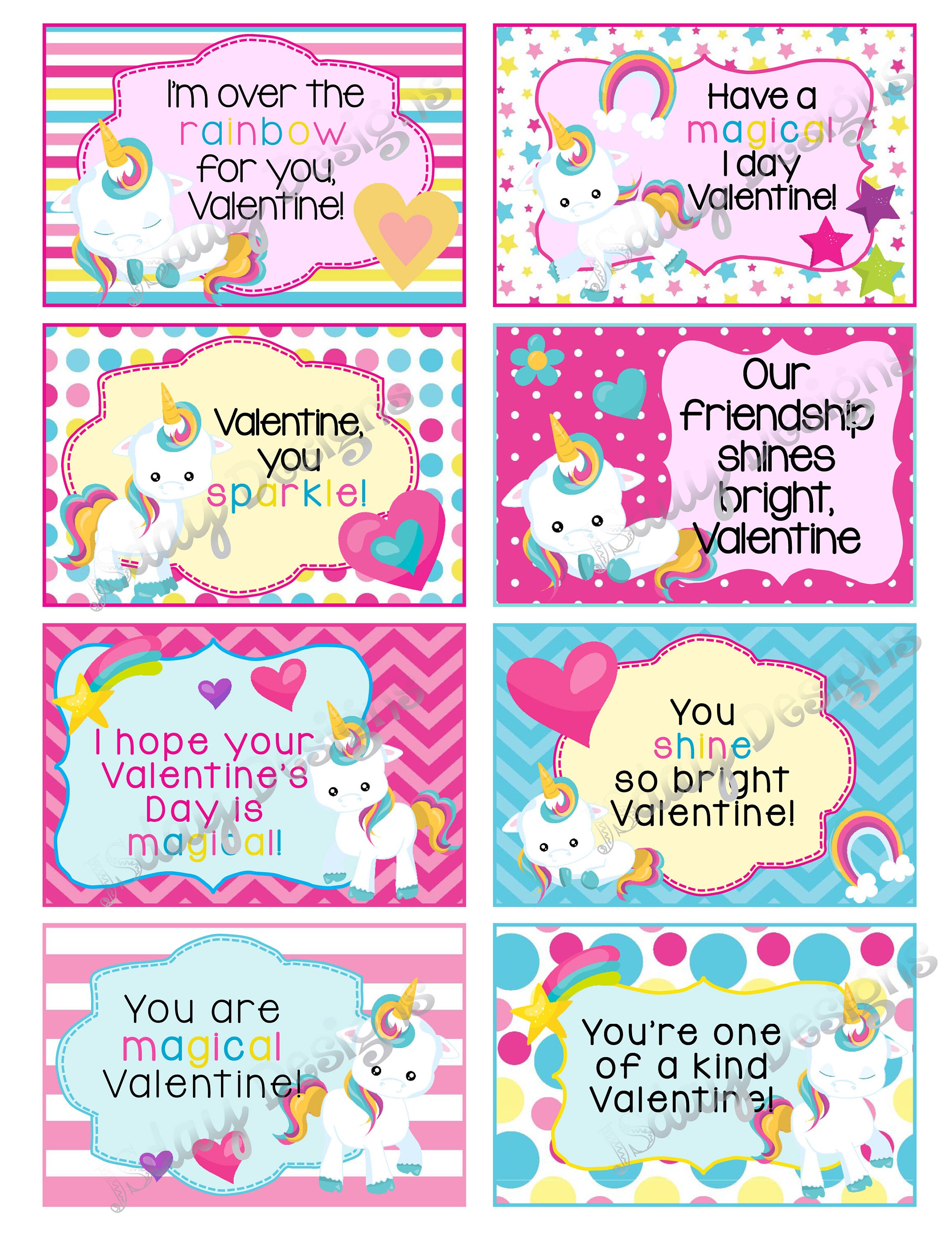 Unicorn Valentine Card Valentine's Day Valentines Class - Etsy