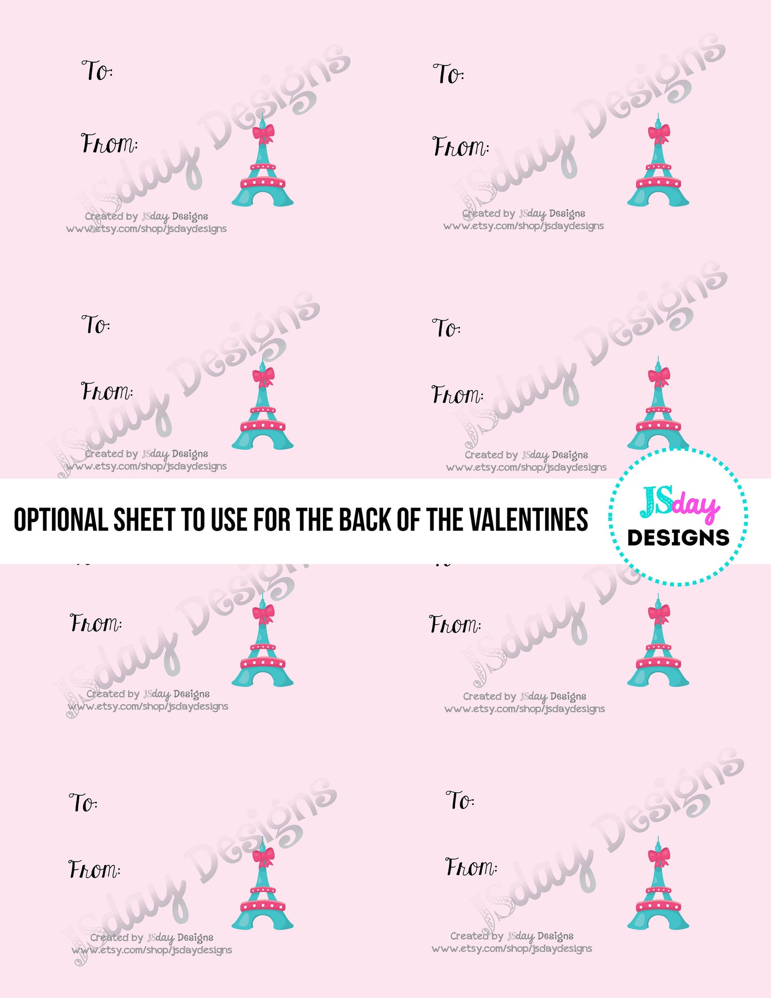 Paris French Valentine Valentine's Day Valentines Class - Etsy