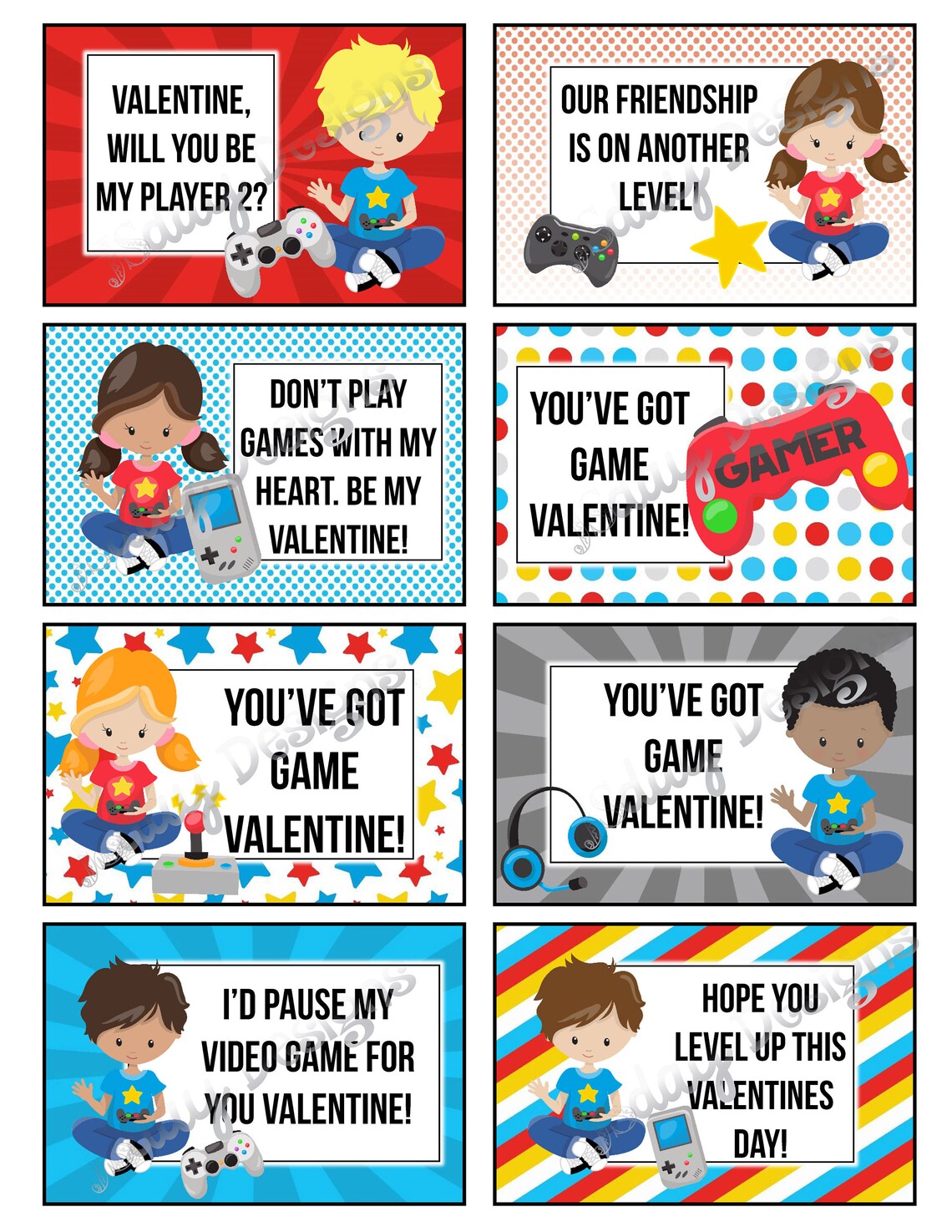Video Game Valentine Valentine's Day Valentines Class - Etsy