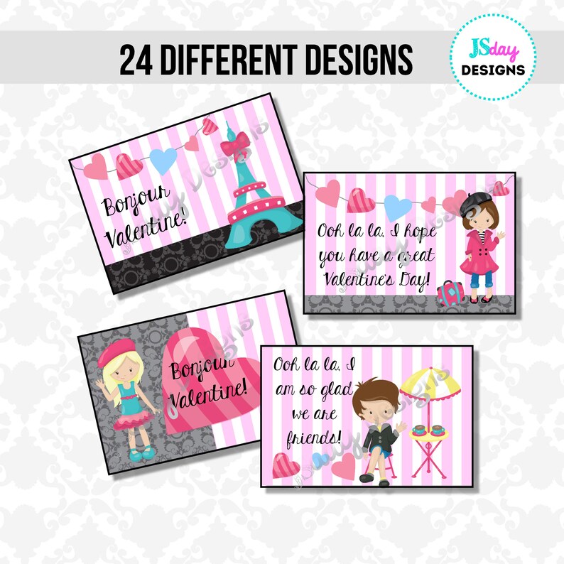 Paris French Valentine Valentine's Day Valentines Class - Etsy