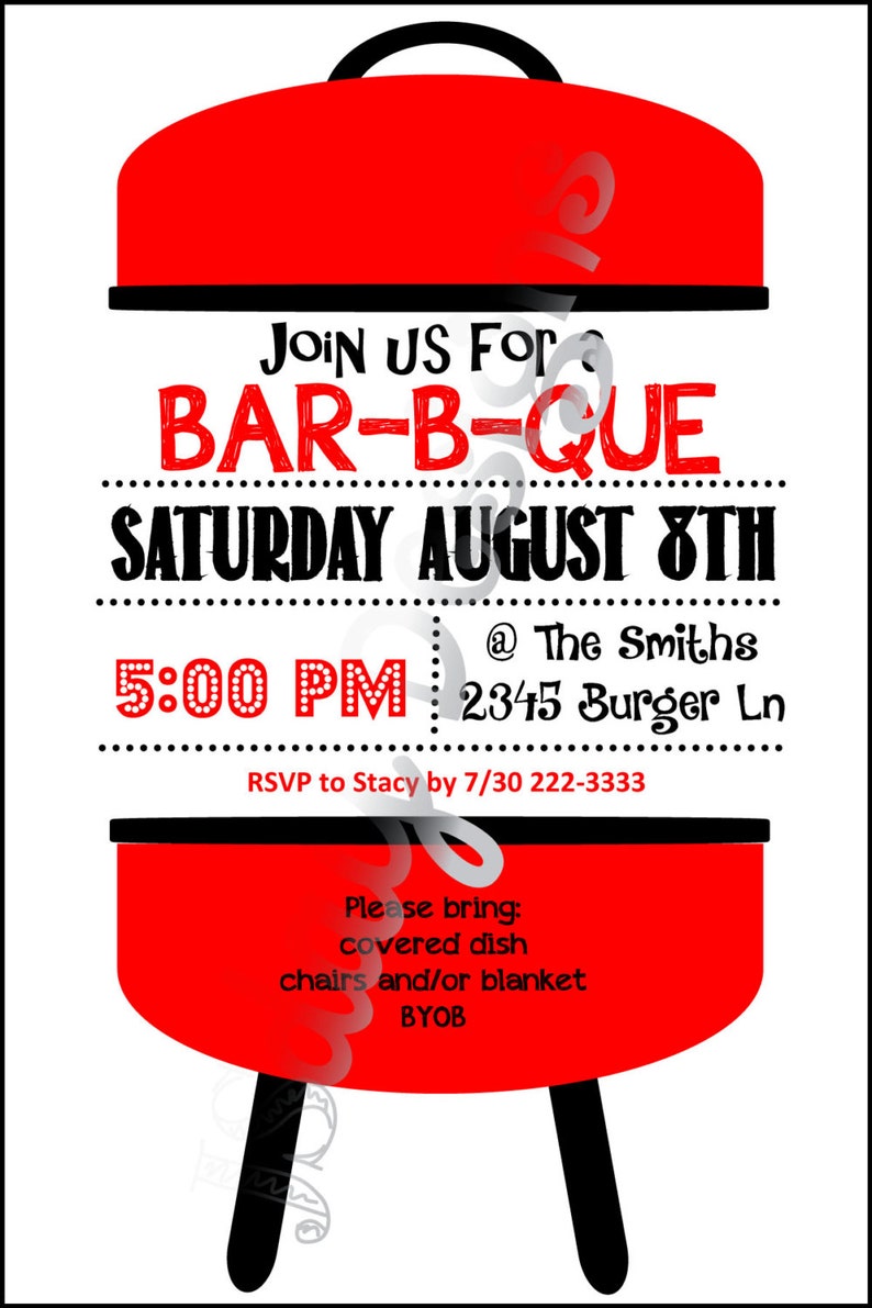 BBQ Invitation BBQ Invite: Cookout Barbecue Party Grill | Etsy