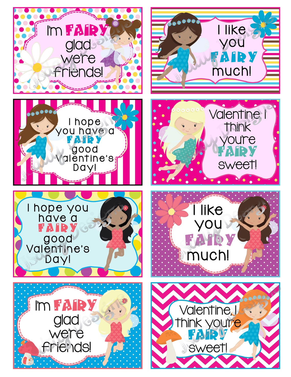 Fairy Kids Valentine Card Fairies Valentine's Day - Etsy