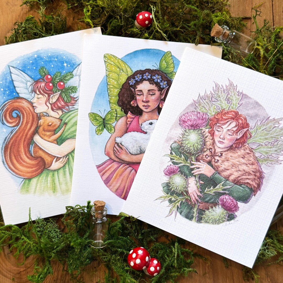 Fairy Card Variety Pack of 3 | (blank Inside With Optional Custom ...