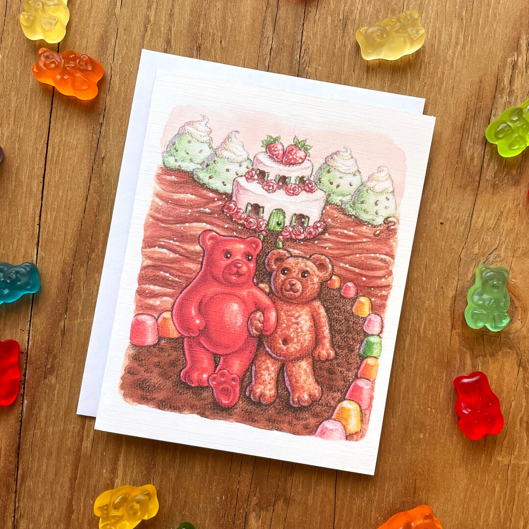 Gummy Bear & Teddy Graham Greeting Card | Candy Land Love | (blank ...