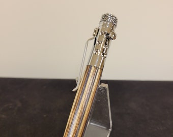 Mini Chrome Gear Shift Pen Only 41/8 Inch Long With a Brown and Gold ...