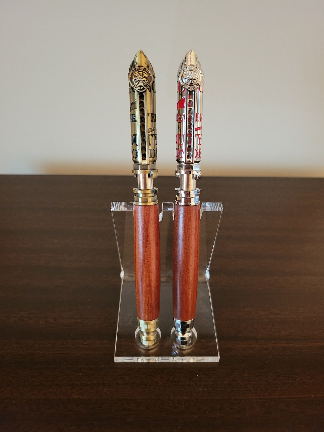 Firefighter Pen, Handturned Redwood, Antique Brass/chrome - Etsy