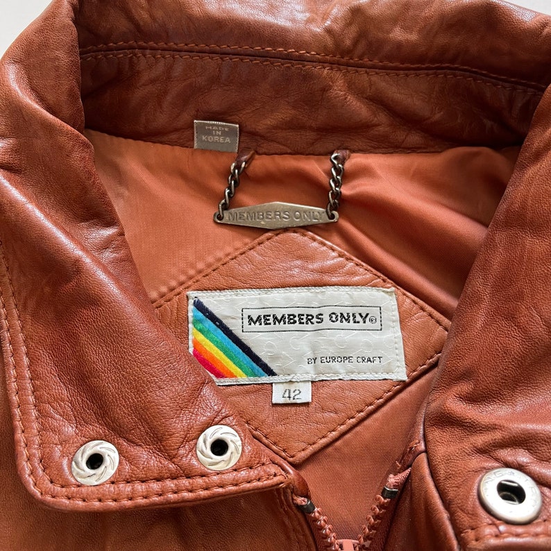 Vintage Members Only Mens Brown Leather Bomber Jacket Europe Craft Size ...